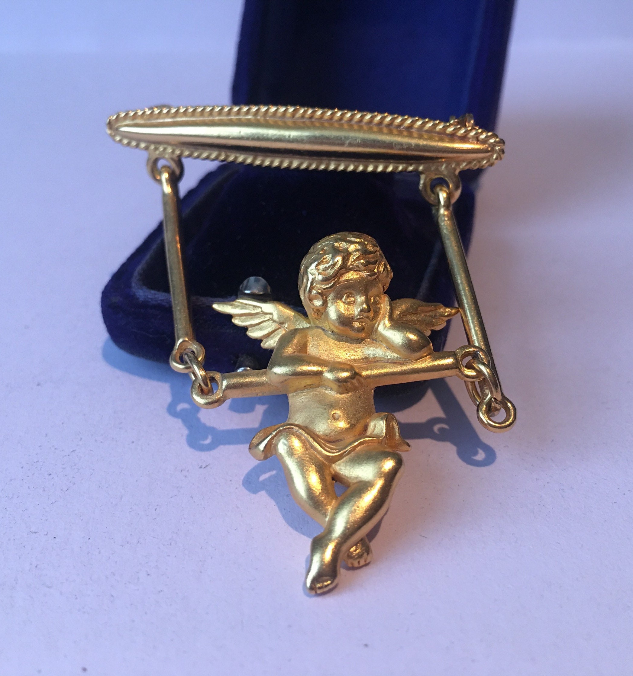 Vintage Angel Brooch, Vintage Brooch, Angel Pin, Cupid brooch, Gold ...