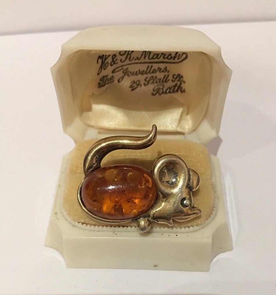 Vintage Amber Mouse brooch, Gold Mouse Brooch, Mouse Jewellery, Mouse ...