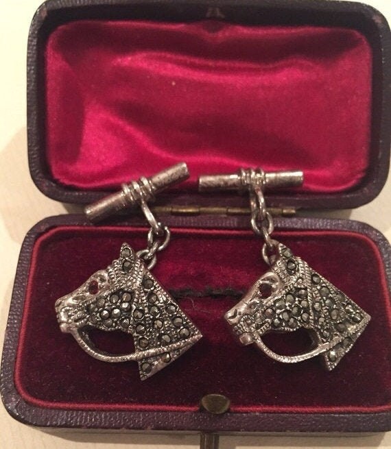Vintage Horse Cufflinks, Horse Cufllinks, Horse Head Cufflinks, Silver ...