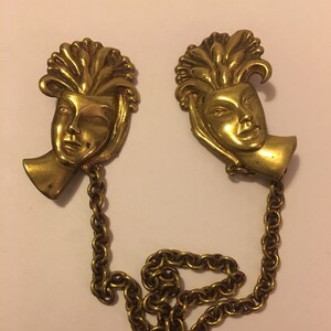 Vintage Gold Tone Double Face Brooch, Costume Jewelry Pin - Etsy