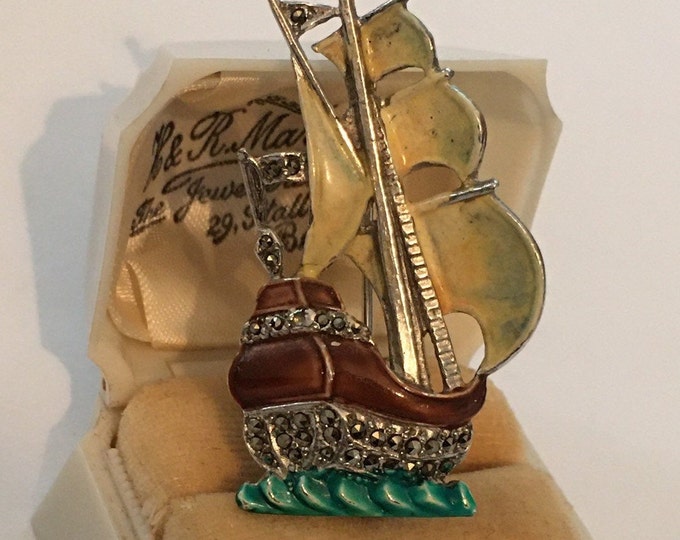 Vintage Boat Brooch, Boat Brooch, Ship Brooch, Vintage Ship, Naughtical ...