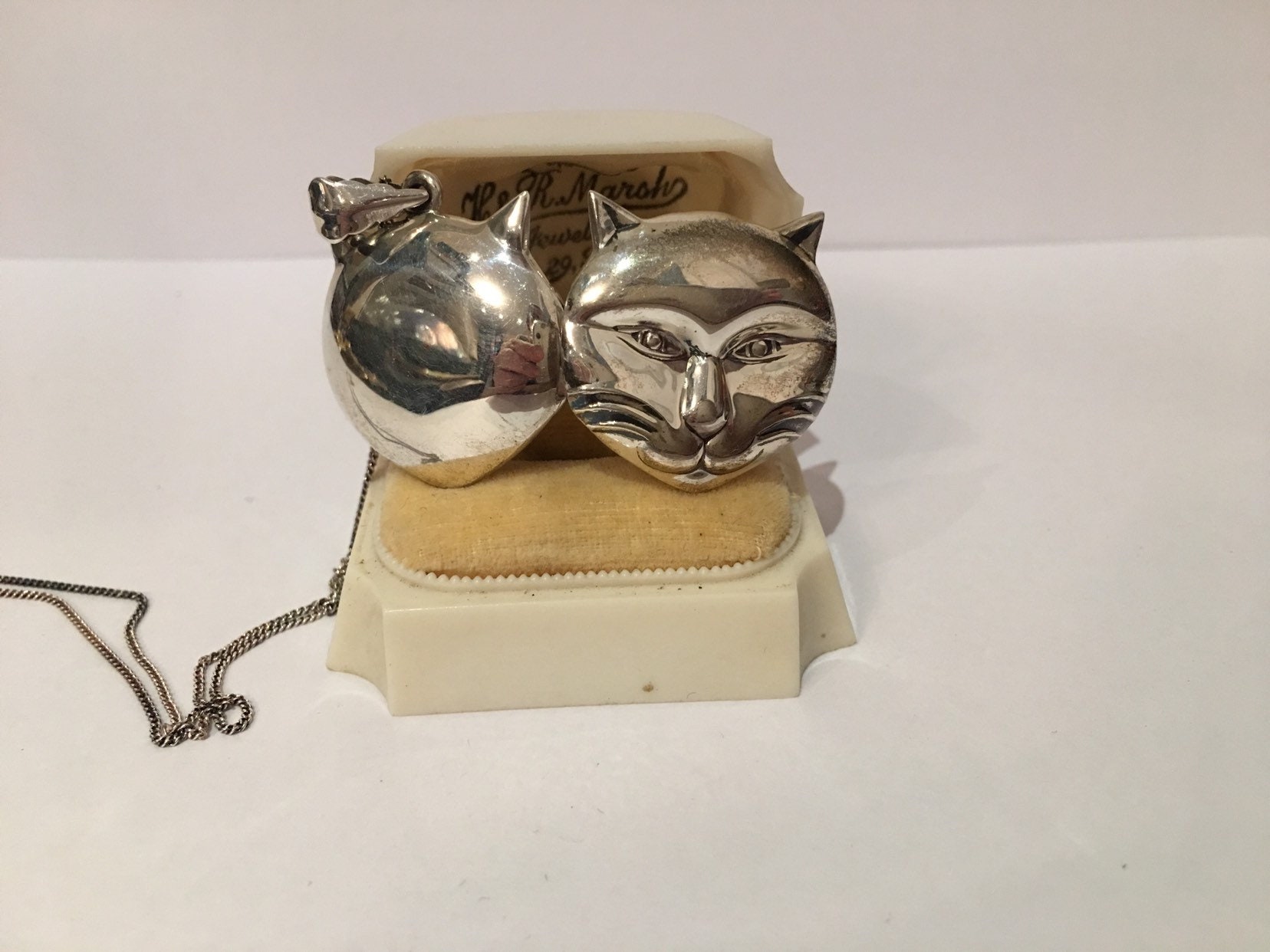 Vintage Cat Locket, vintage silver cat locket, cat locket, silver cat ...