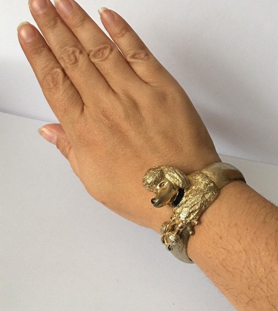 Vintage Poodle bracelet, Gold Poodle Bangle, 1950's Jewellery, Dog ...