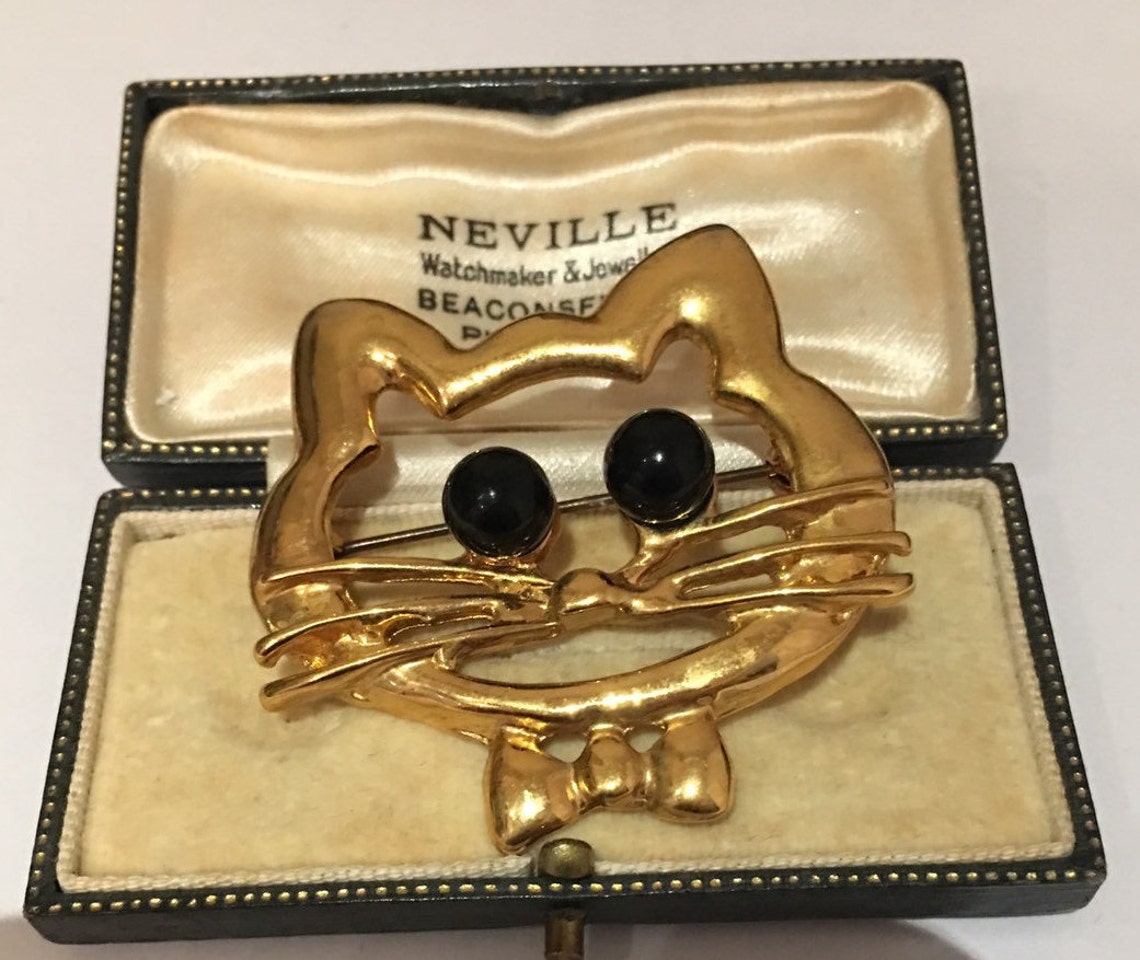 Vintage Cat Brooch Gold Cat Brooch Cat Jewellery Cat Pin - Etsy