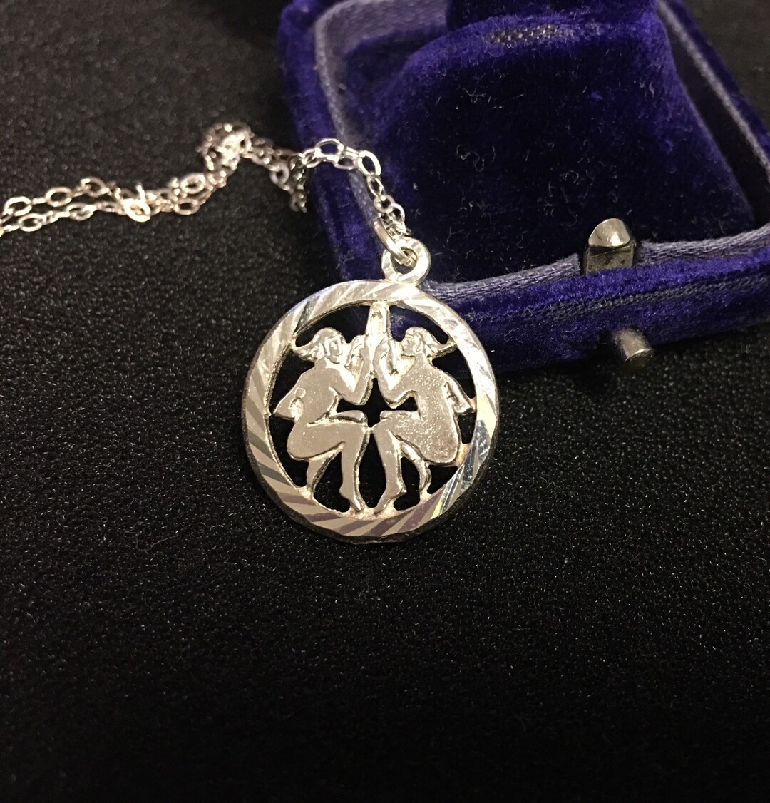 Vintage Gemini Pendant, Vintage Gemini Necklace, Sterling Silver, Star ...