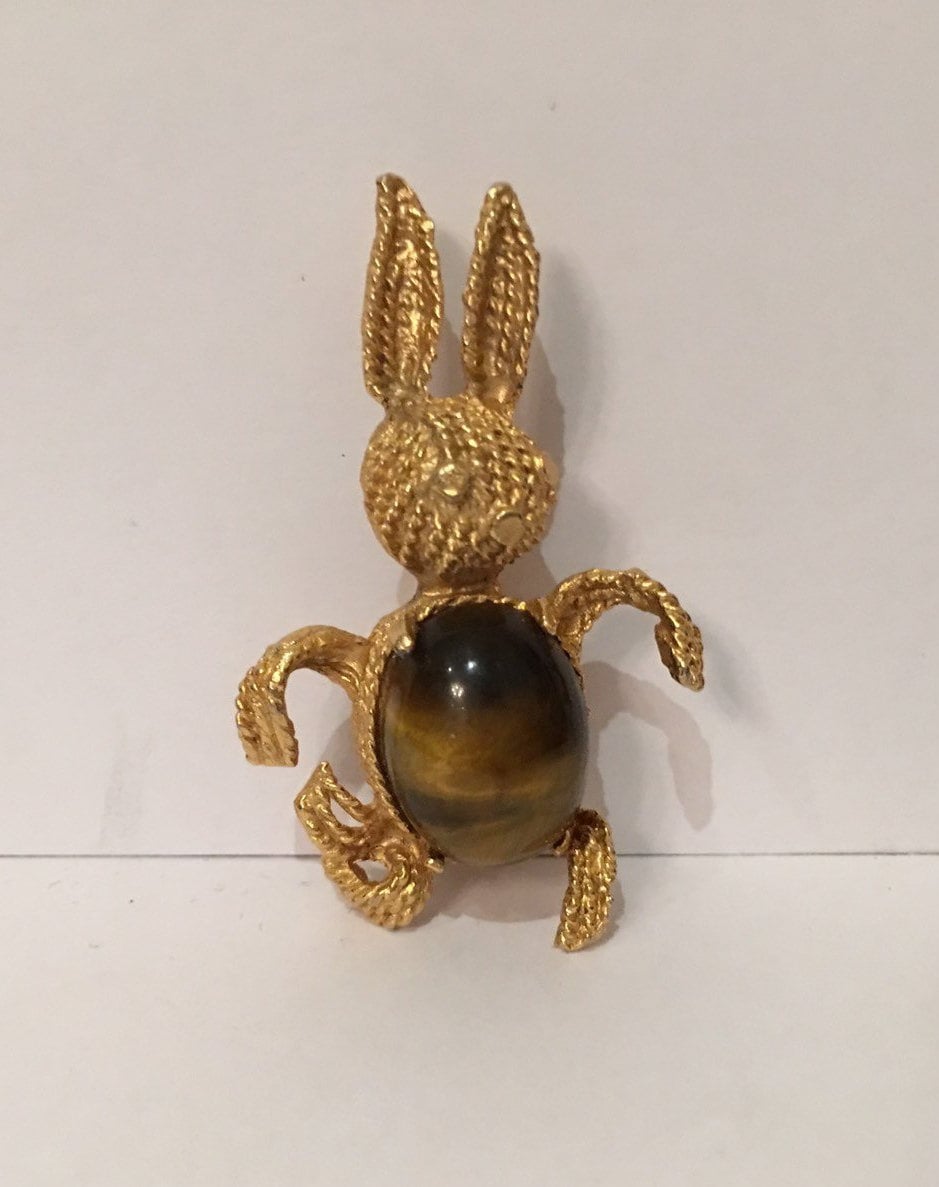 Vintage Rabbit brooch, Gold Rabbit Brooch, Easter Pin,Rabbit pin ...