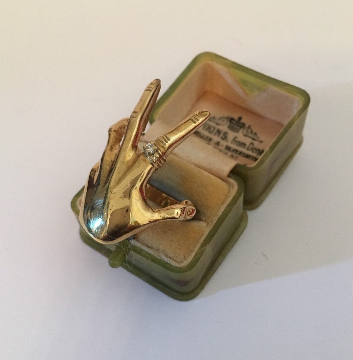 RESERVED Vintage Hand Ring, Gold Hand Ring, Silver Gilt hand ring, Hand ...