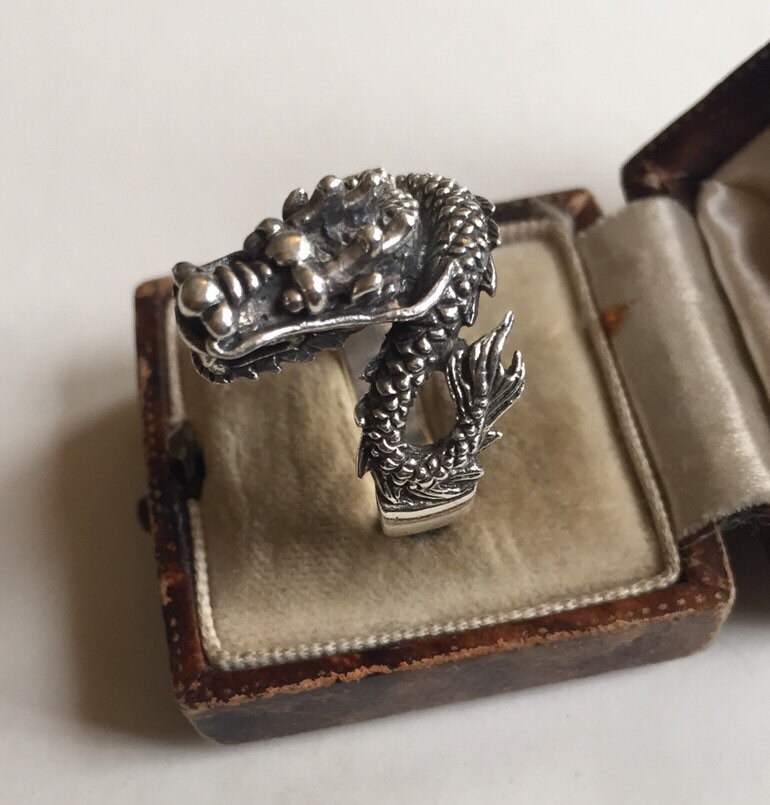 Vintage Dragon Ring, Billie Eilish Ring, Silver Dragon ring, Silver ...