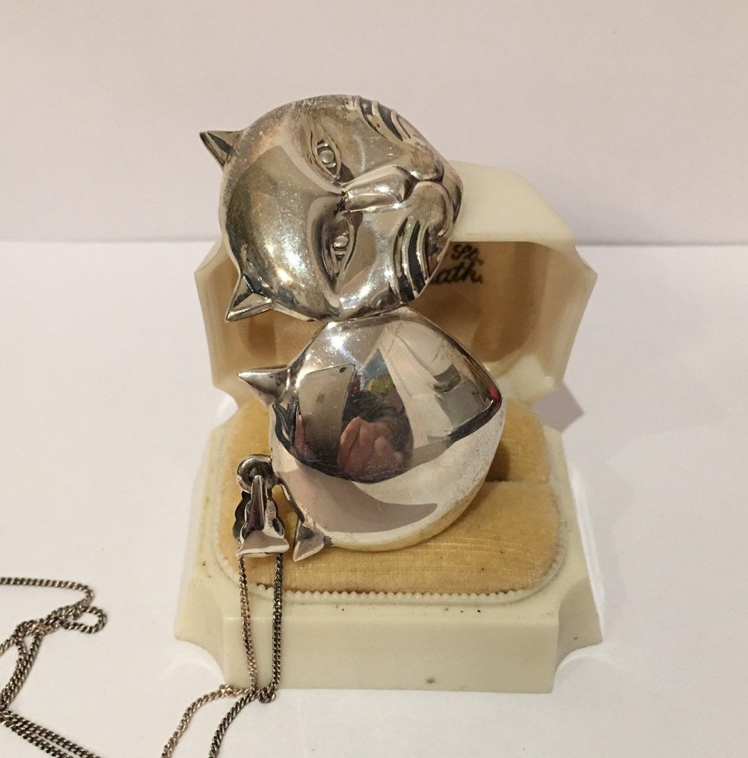 Vintage Cat Locket, vintage silver cat locket, cat locket, silver cat ...