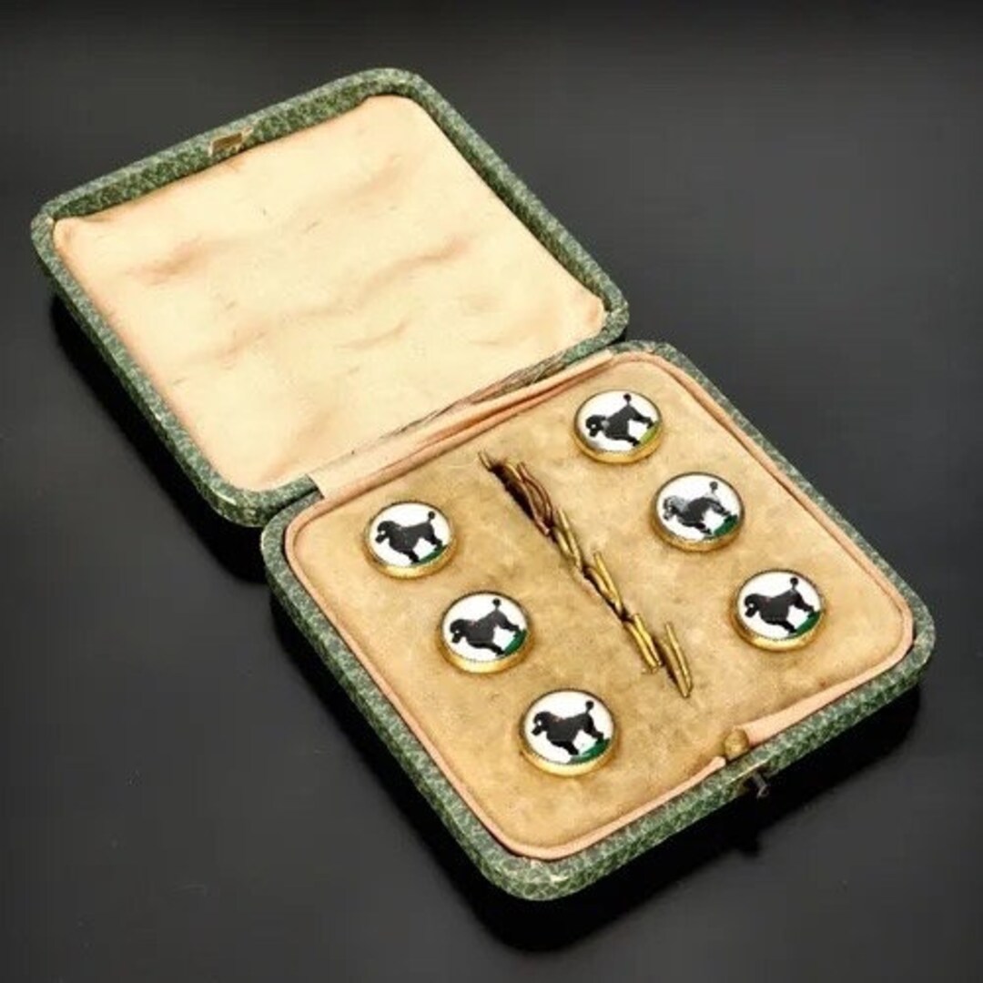 A Magnificent Set of Victorian Essex Glass Poodle Buttons, Vintage ...