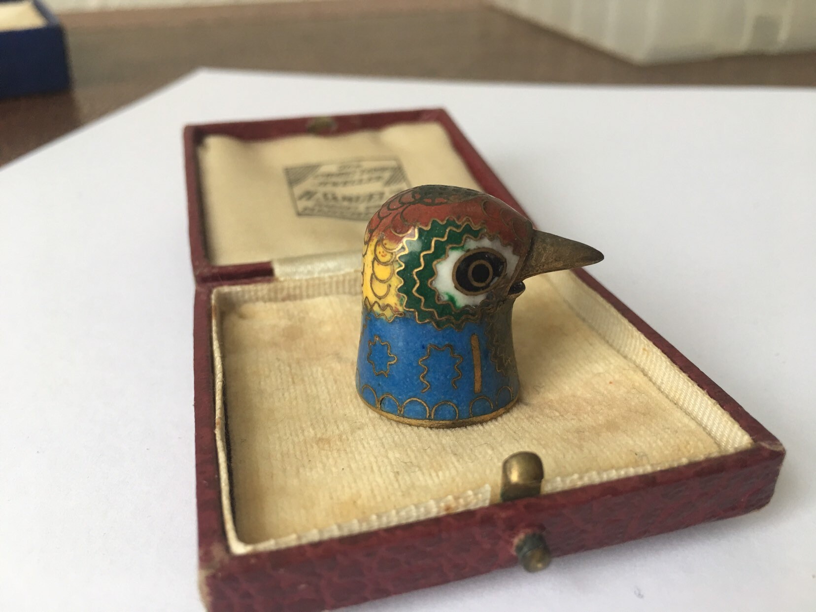 Vintage Bird thimble, Cloisonne Bird thimble, Bird head thimble, Bird ...
