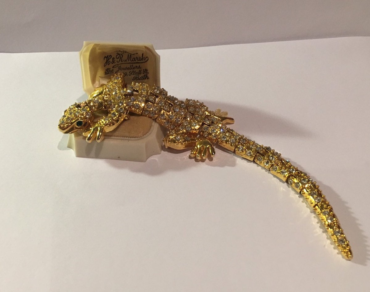 Vintage Lizard Brooch, Gecko Pin, Salamander Brooch, Gold Lizard Brooch ...