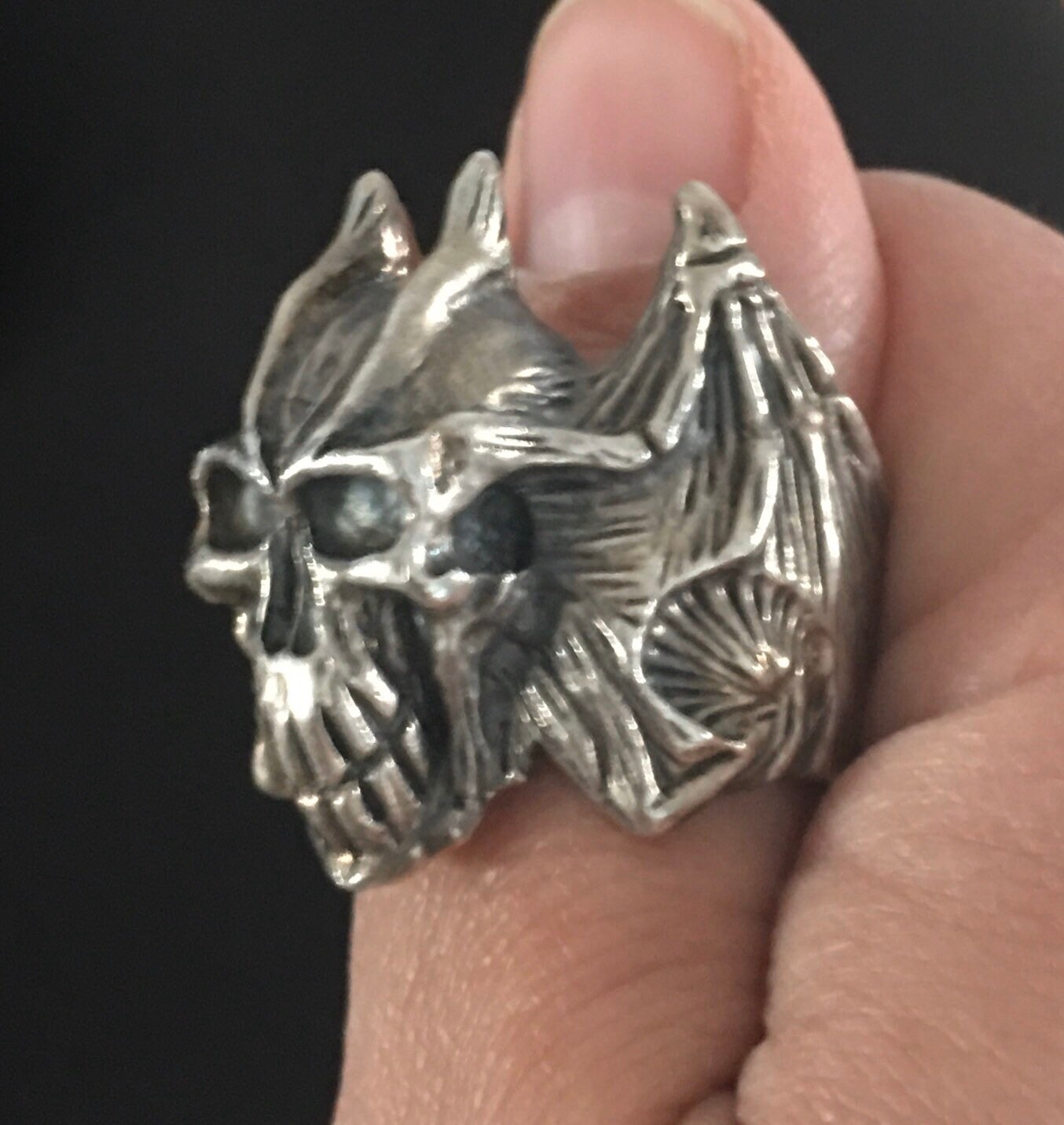 Vintage Skull Ring, Silver Skull Ring, Vintage silver skull ring, Skull ...