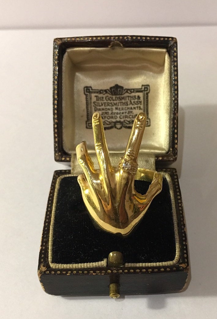 Vintage Hand Ring, Gold Hand Ring, Silver Gilt hand ring, Hand ...