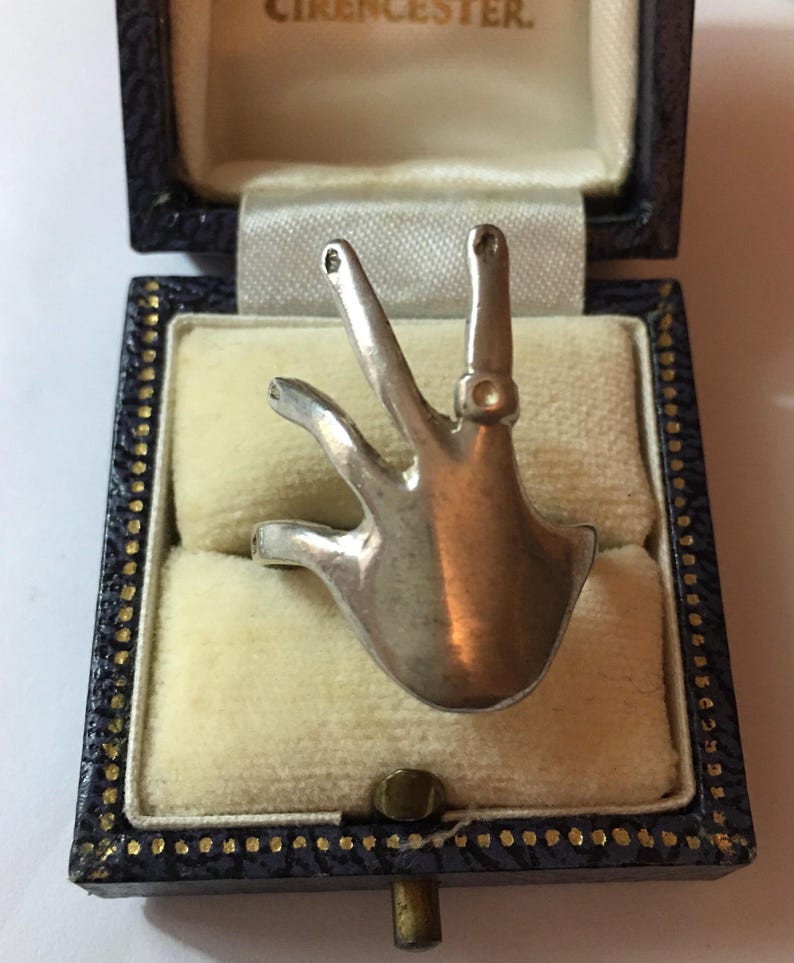 Vintage Silver Hand Ring, Unique Design, Size 7 1/4 - Etsy