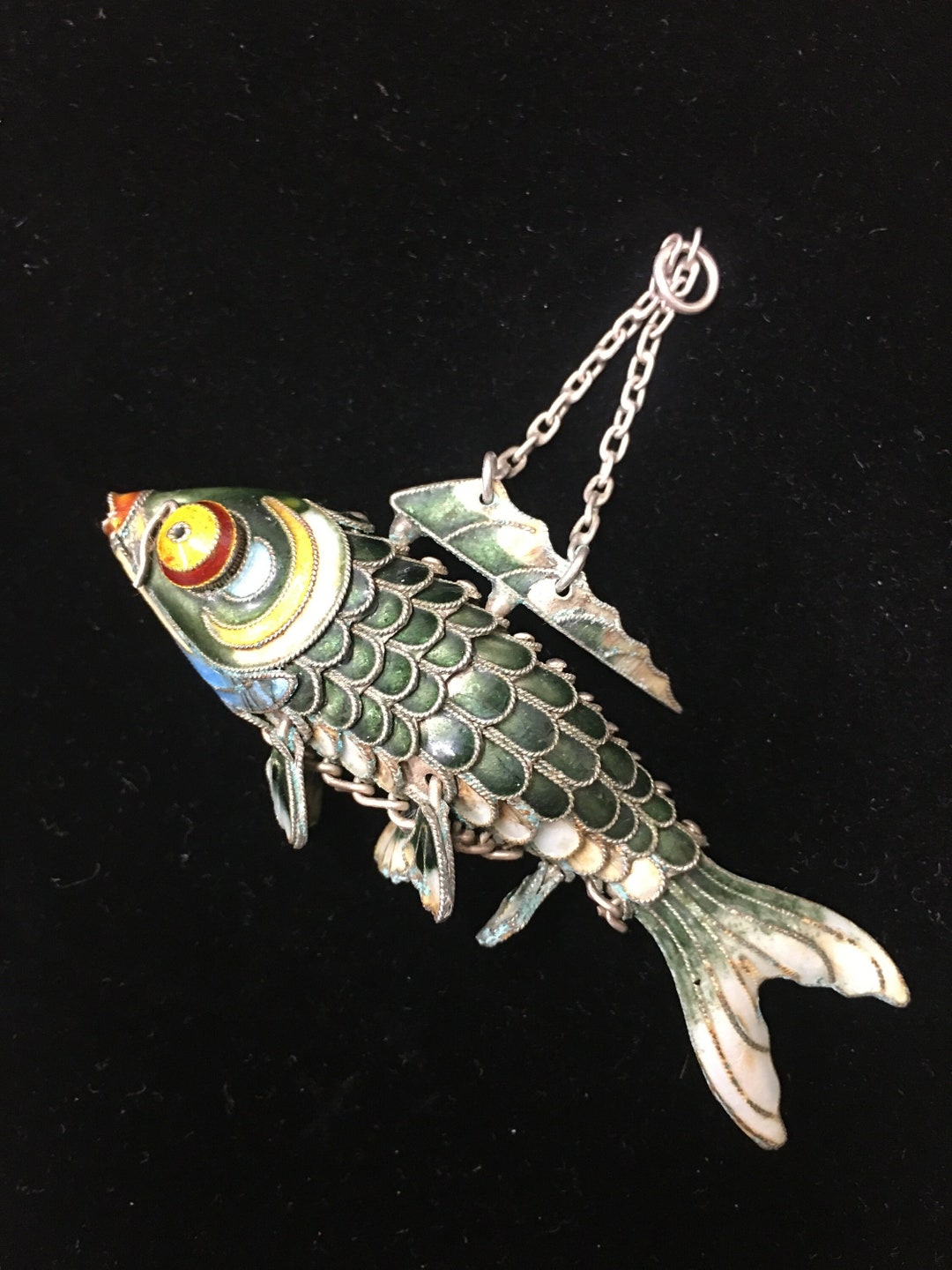 Vintage Enamelled Fish Pendant With Fabulous Design, Fish Jewellery ...