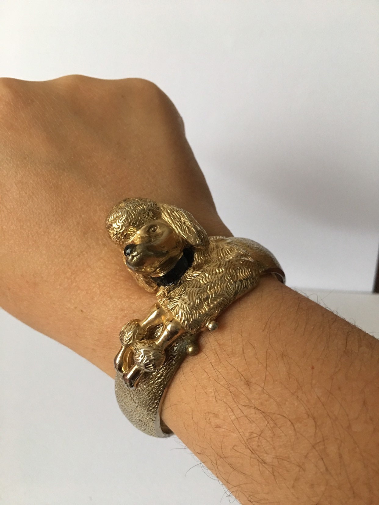 Vintage Poodle bracelet, Gold Poodle Bangle, 1950's Jewellery, Dog ...