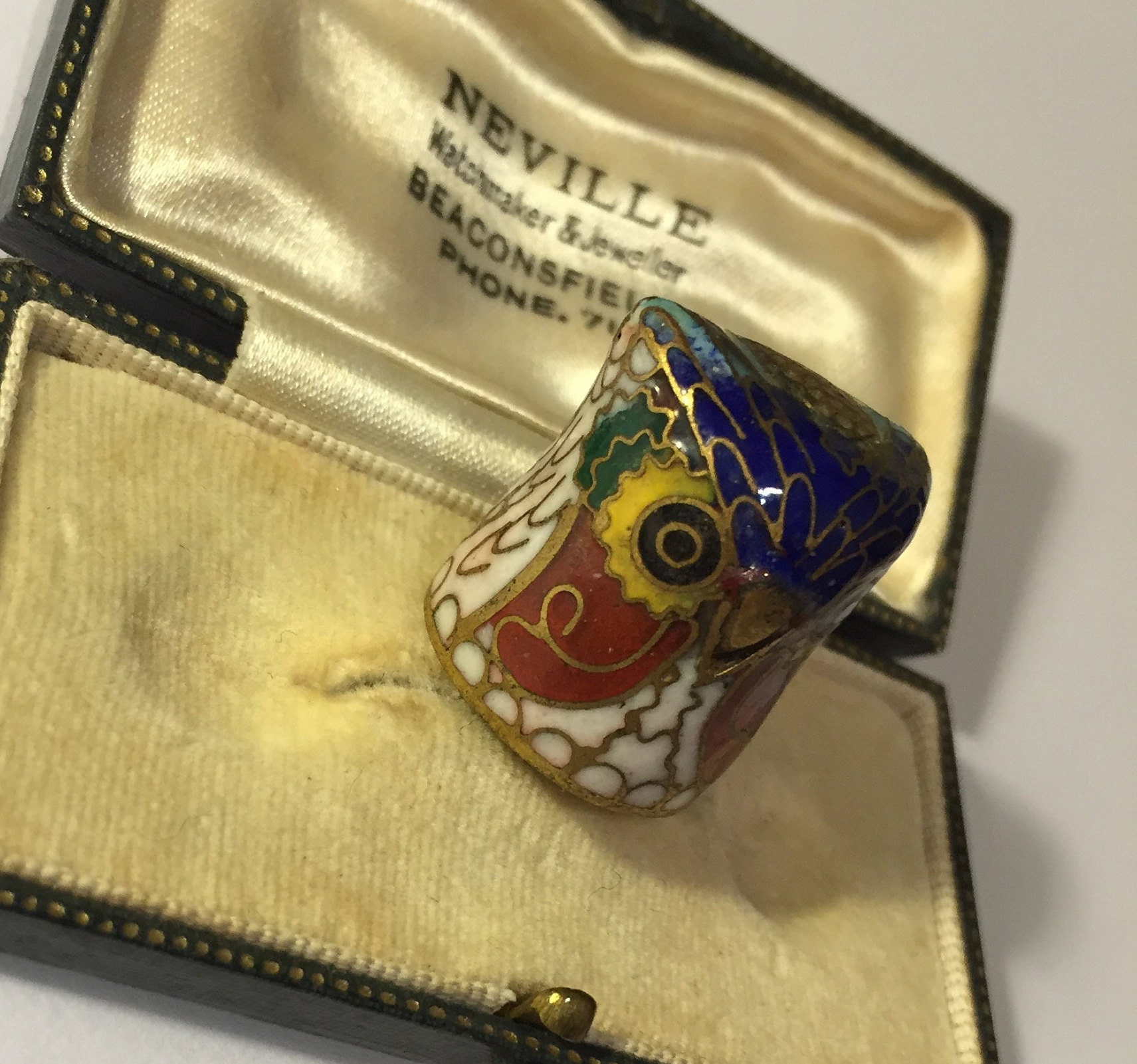 Vintage Owl Thimble, Vintage bird thimble, cloisonne bird thimble, bird ...