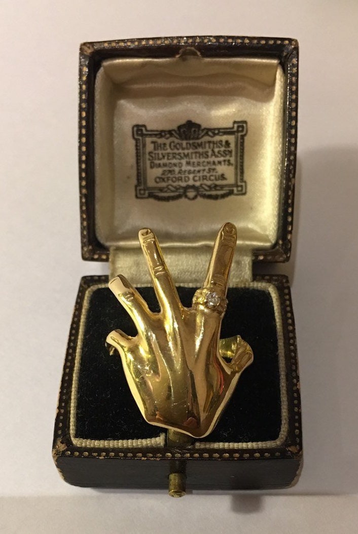 Vintage Hand Ring, Gold Hand Ring, Silver Gilt hand ring, Hand ...