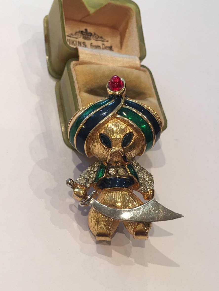 Vintage Sultan Brooch, Gold Sultan Brooch, Gold Blackamoor Pin ...