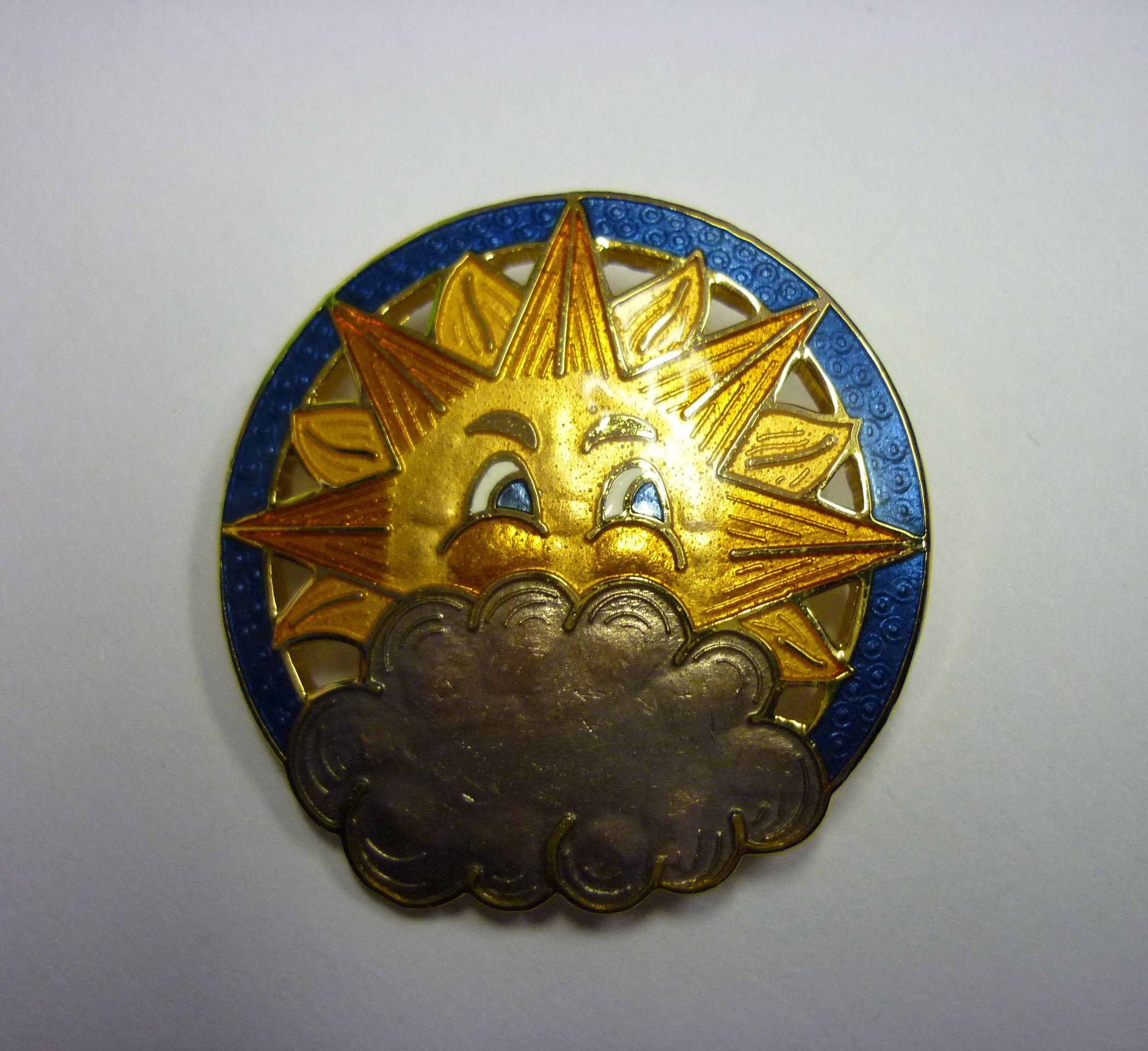 Vintage Sun Brooch, Sun Brooch, Sun pin, Smiling Sun Pin, Sun Jewellery ...