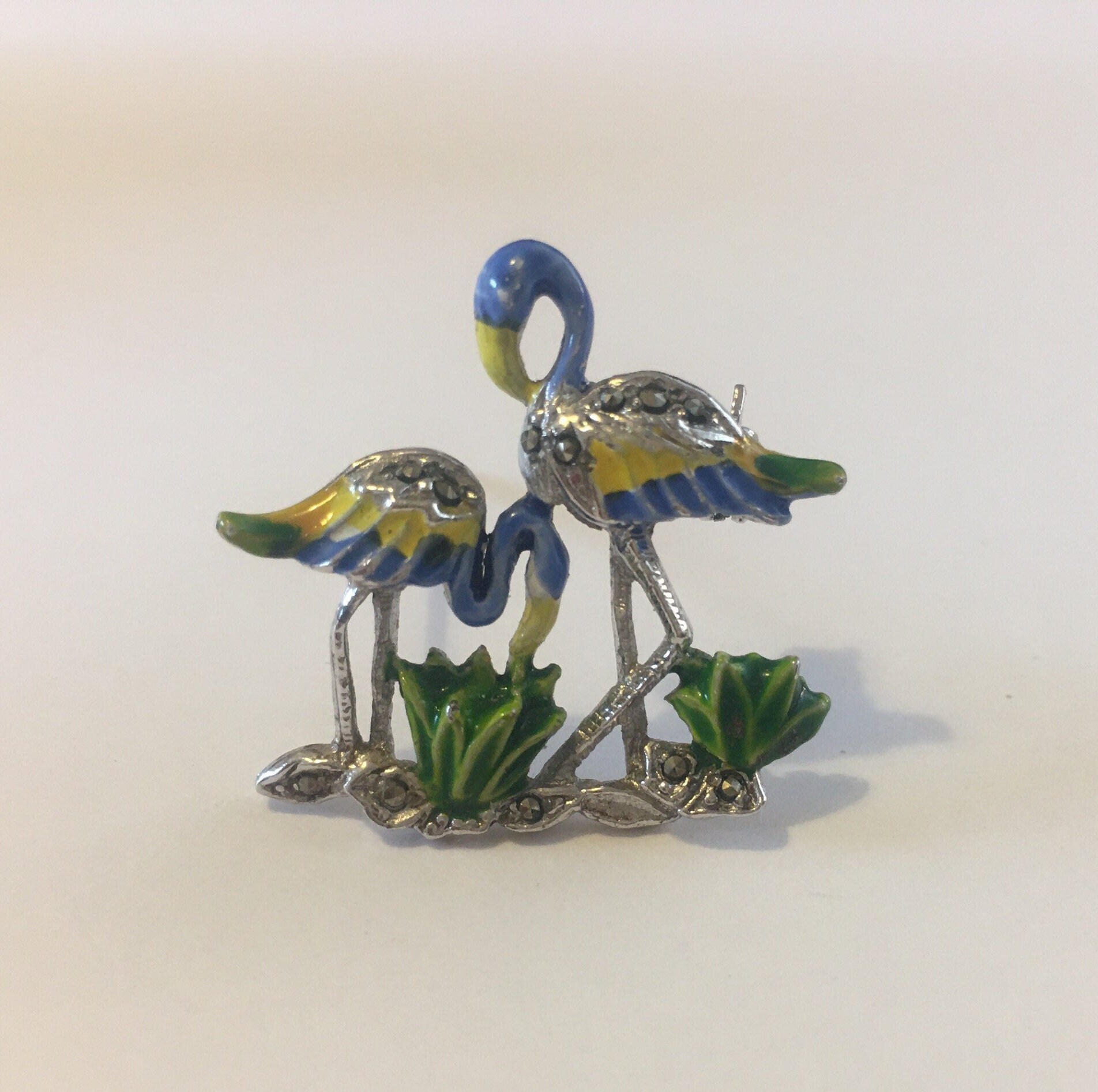 Vintage Flamingo Brooch, Flamingo Brooch, Enamel Flamingo brooch, Bird ...