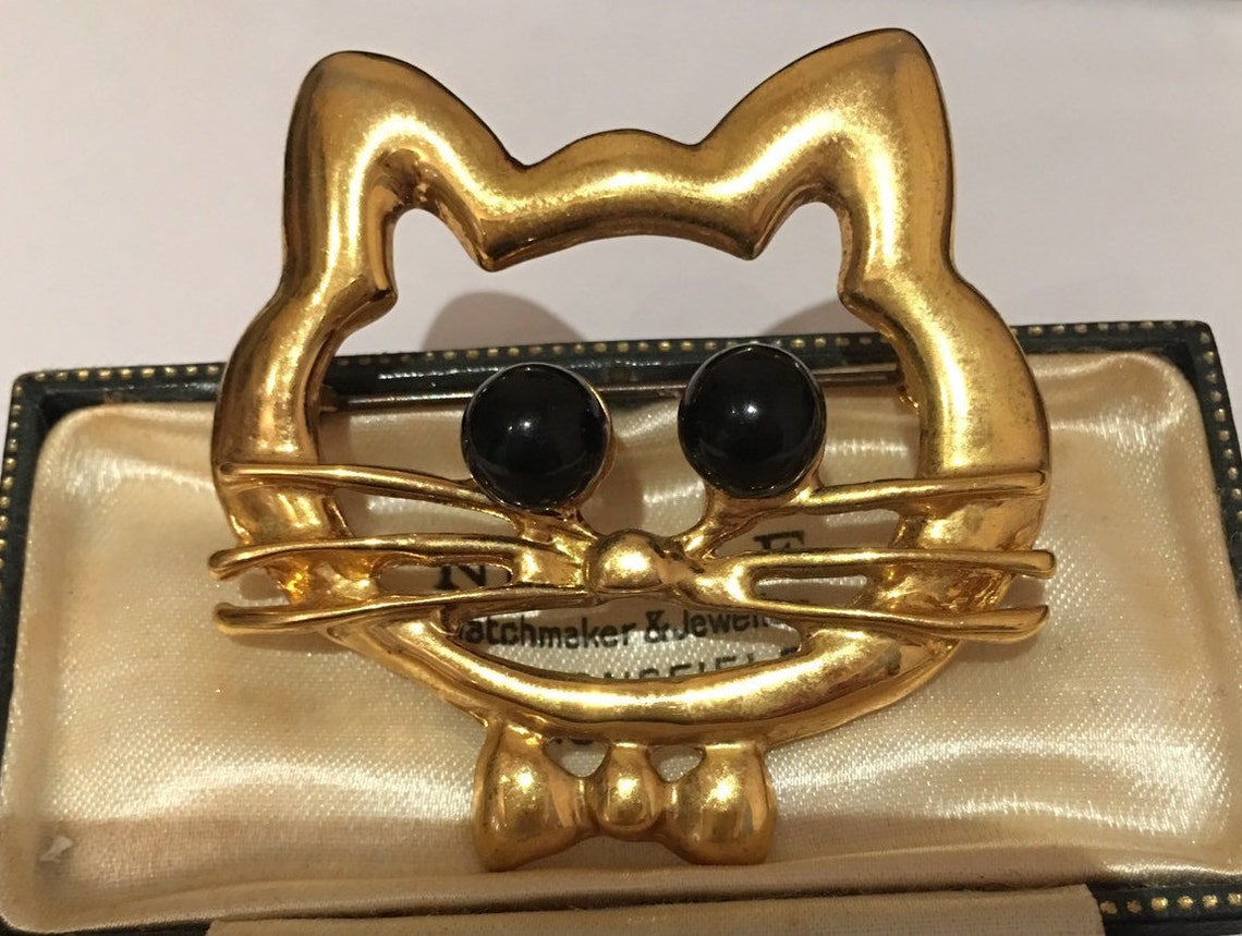 Vintage Cat Brooch Gold Cat Brooch Cat Jewellery Cat Pin - Etsy