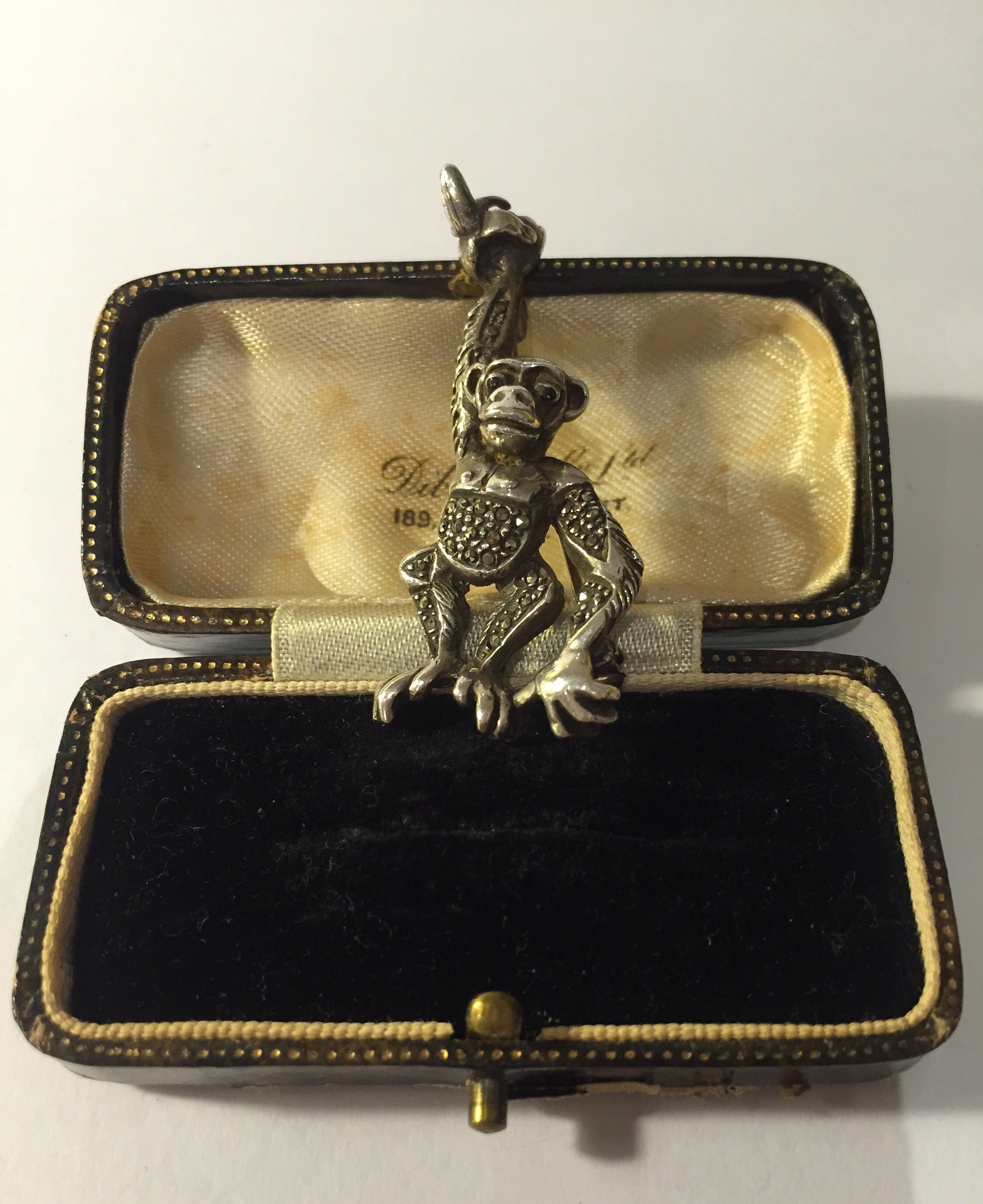 Vintage Monkey Brooch, Silver Monkey Brooch, Marcasite Monkey pin ...