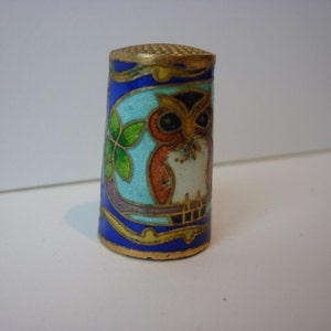 Vintage Owl Thimble, Vintage Bird Thimble, Cloisonne Owl Thimble, Bird ...