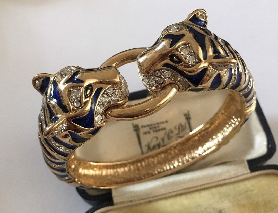 Vintage Panther Bracelet, Panther Bangle, Panther Head Bangle, Animal ...