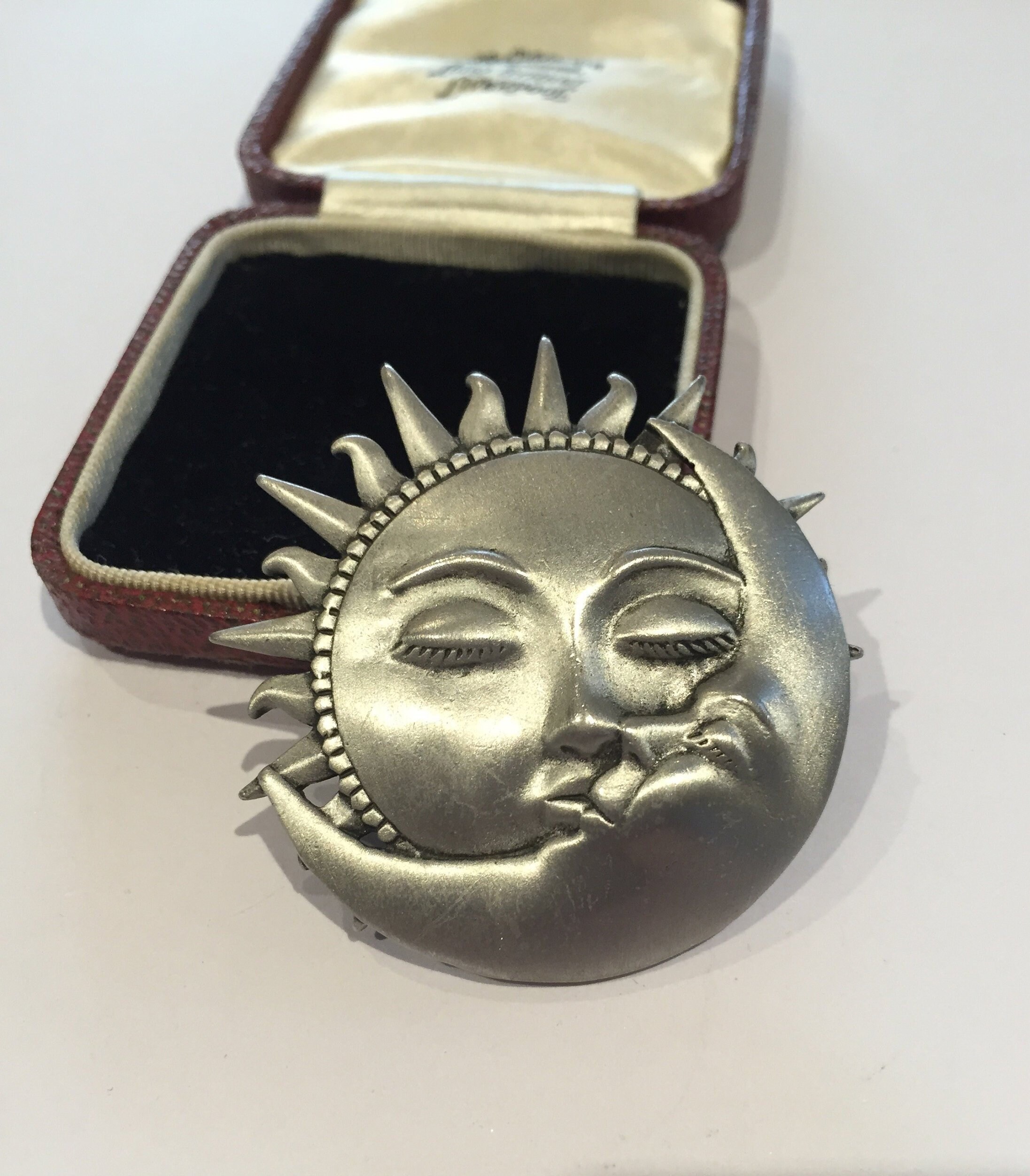 Vintage Sun and Moon Brooch, Silver Sun and Moon Sun Brooch, Moon ...