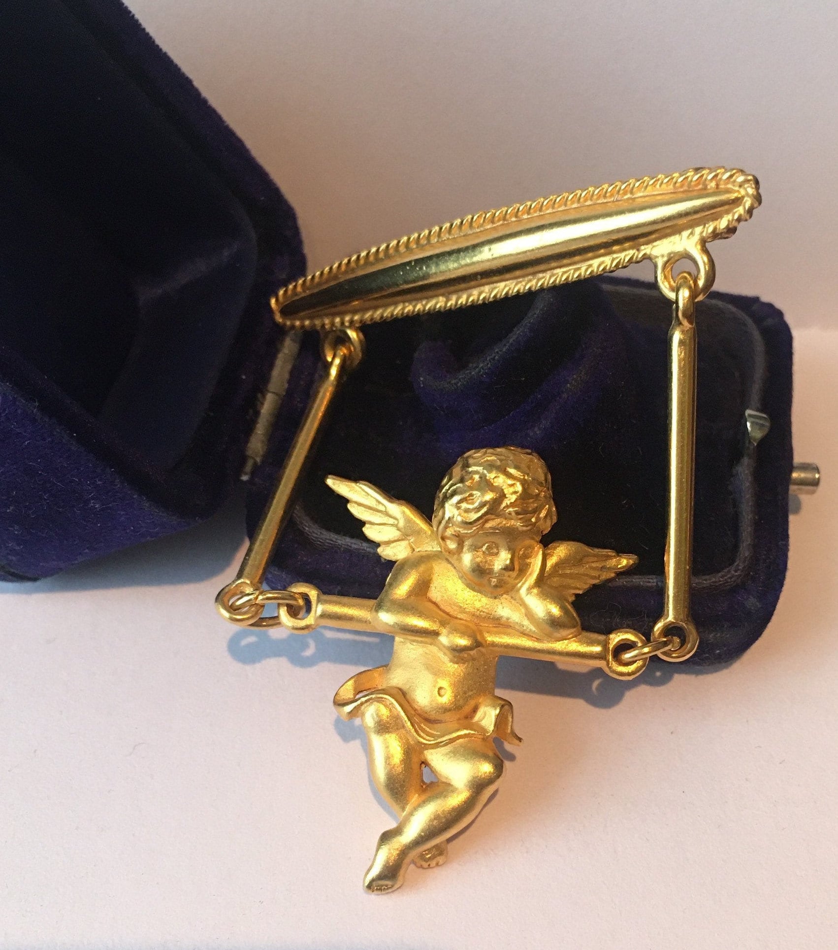 Vintage Angel Brooch, Vintage Brooch, Angel Pin, Cupid brooch, Gold ...