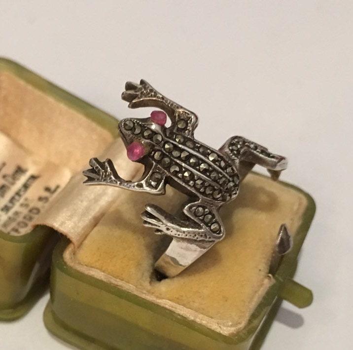 Vintage Frog Ring, Frog Ring, Silver Frog Ring, Sterling Silver frog ...