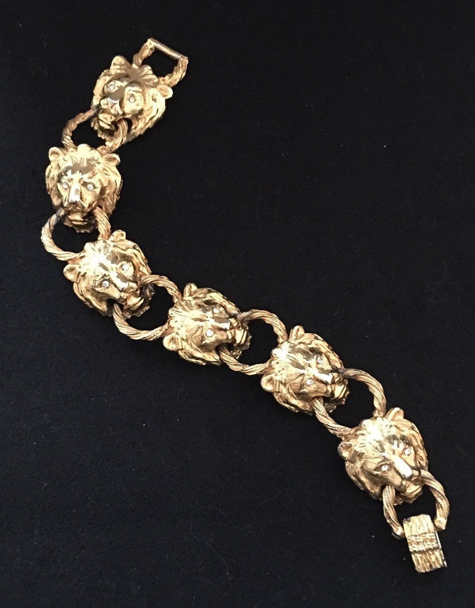 Vintage Lion Bracelet, Vintage Lion Bracelet, Lion Head bracelet, Lion ...