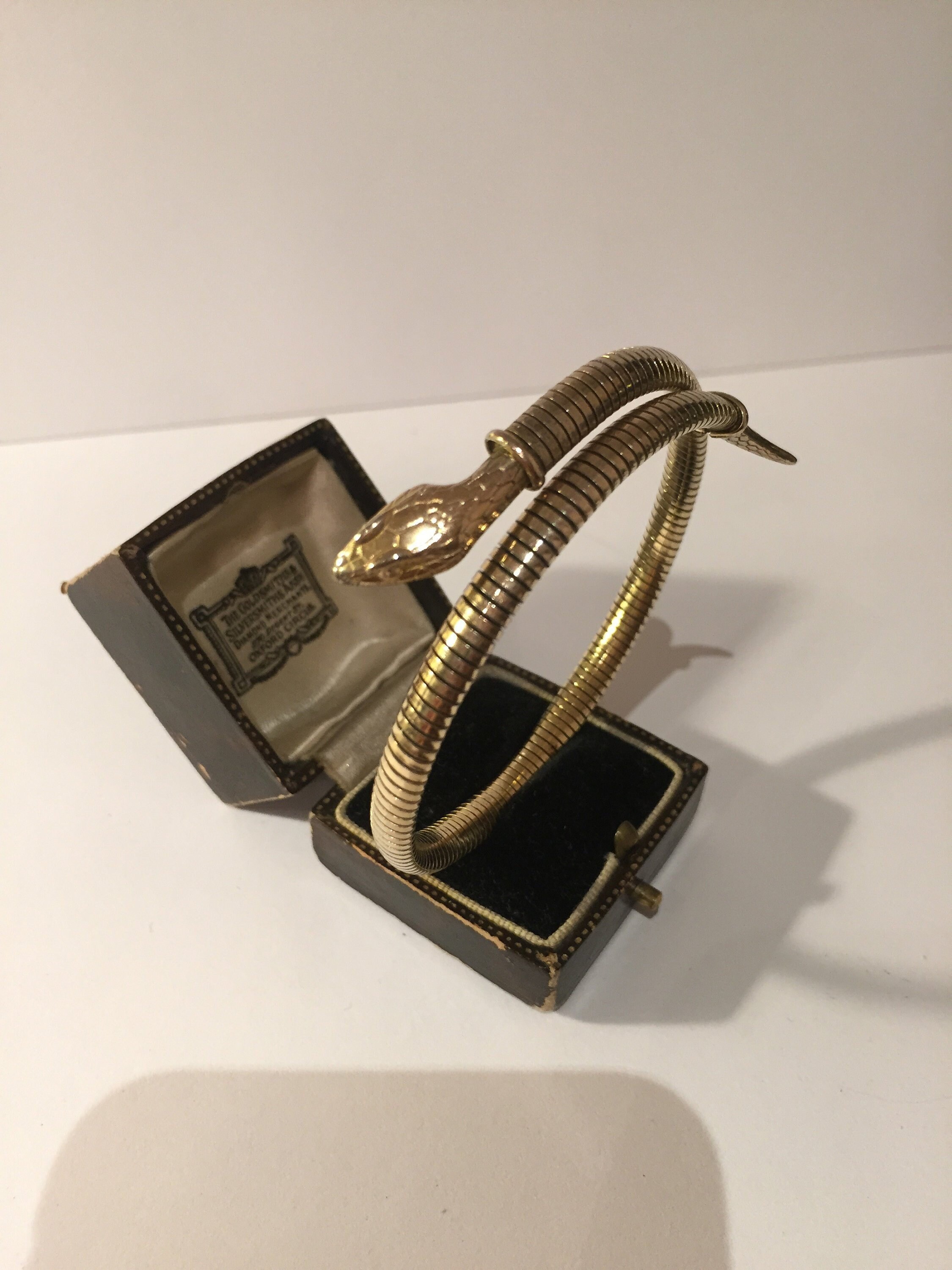 Vintage Gold Snake Bracelet, snake bangle, gold snake bracelet, snake ...