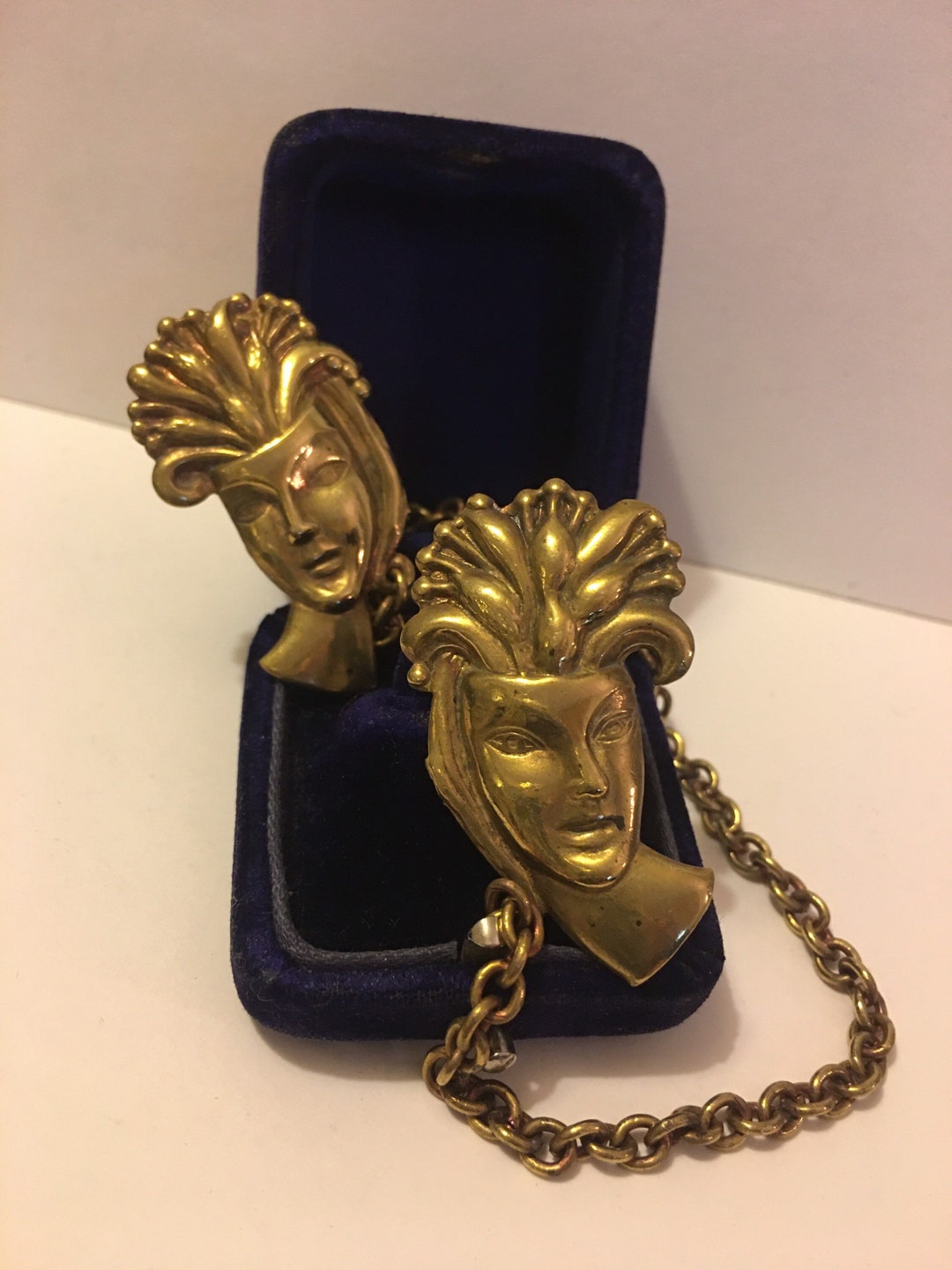 Vintage Face Brooch, Face Brooch, Vintage Double Face Brooch, Pin ...