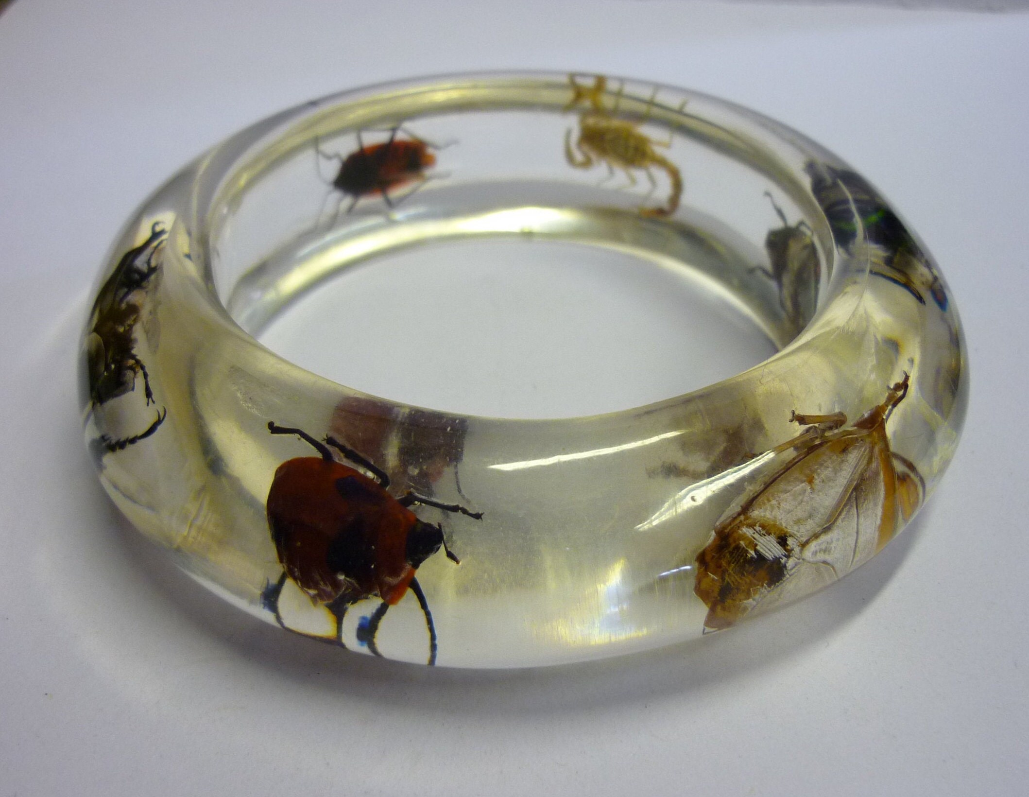 Vintage Insect Bangle, Insect bracelet, Beetle bangle, Lucite bangle ...