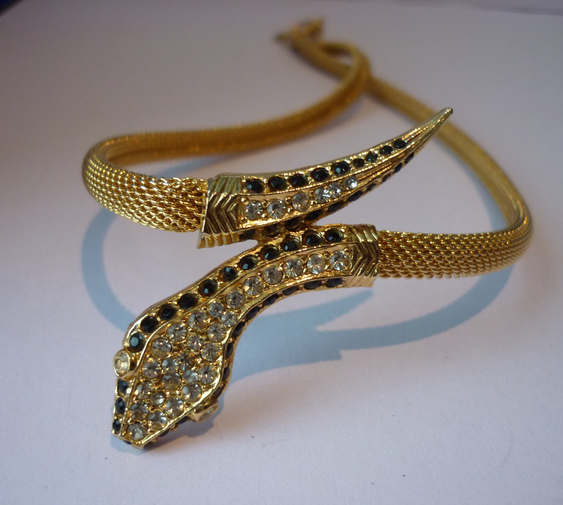 Vintage Snake Necklace, Snake Necklace, Gold Snake Necklace, Snake ...