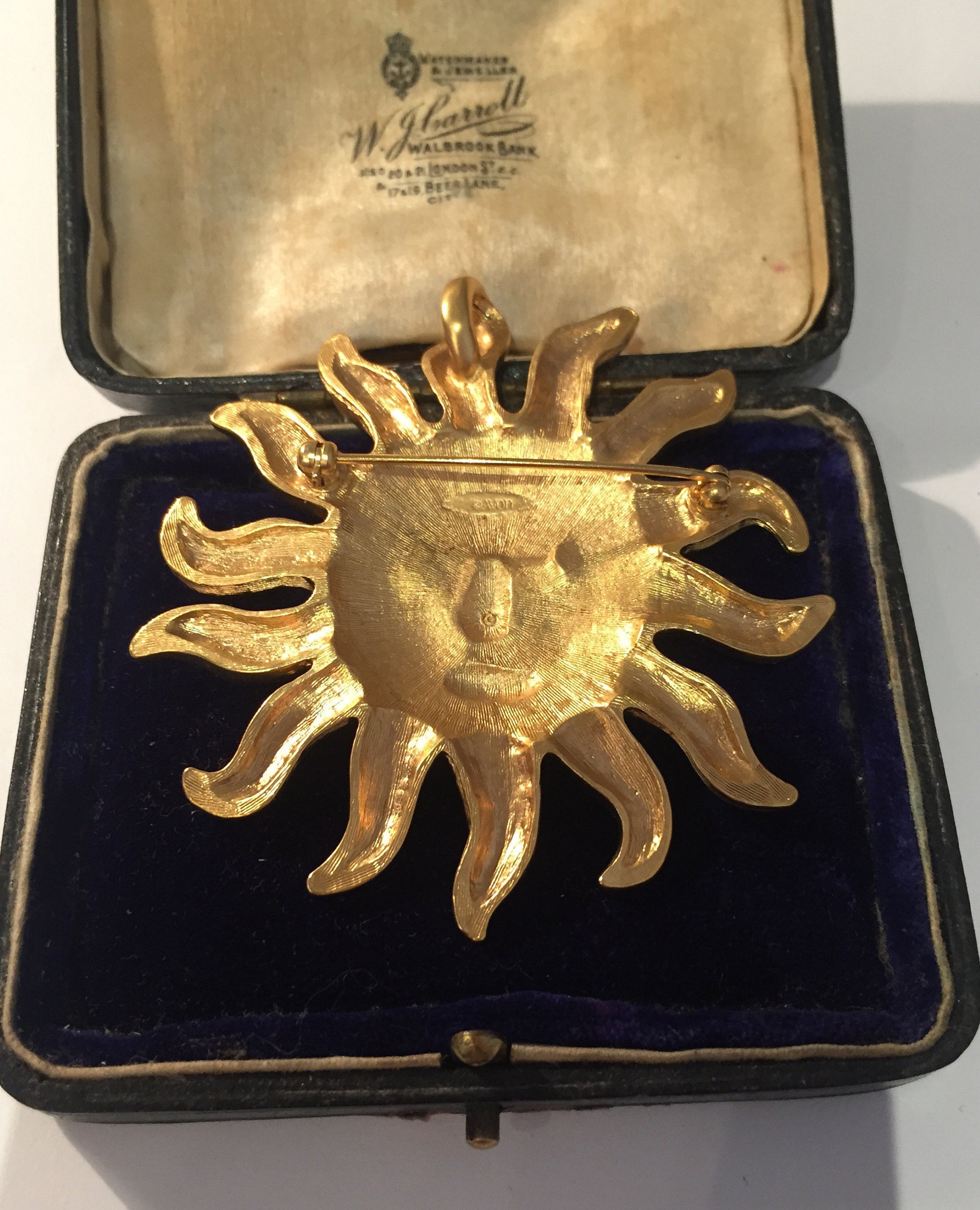 Vintage Gold Sun Brooch, Sun Brooch, Sun Pendant, Smiling Sun Pin, Sun ...