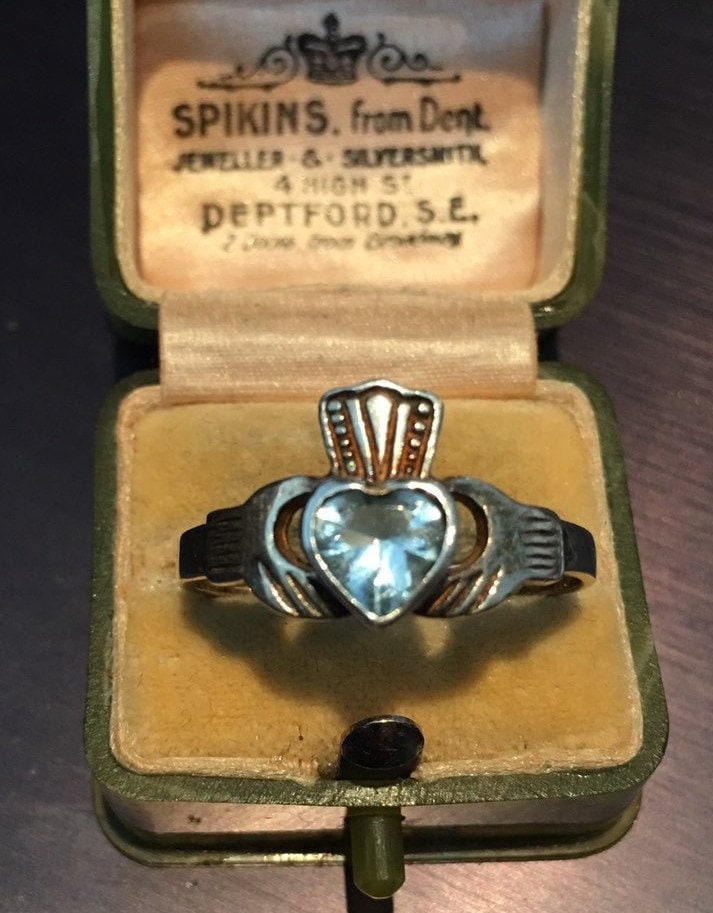 Vintage Heart Ring, Silver hand ring, Fede ring, vintage claddagh ring ...
