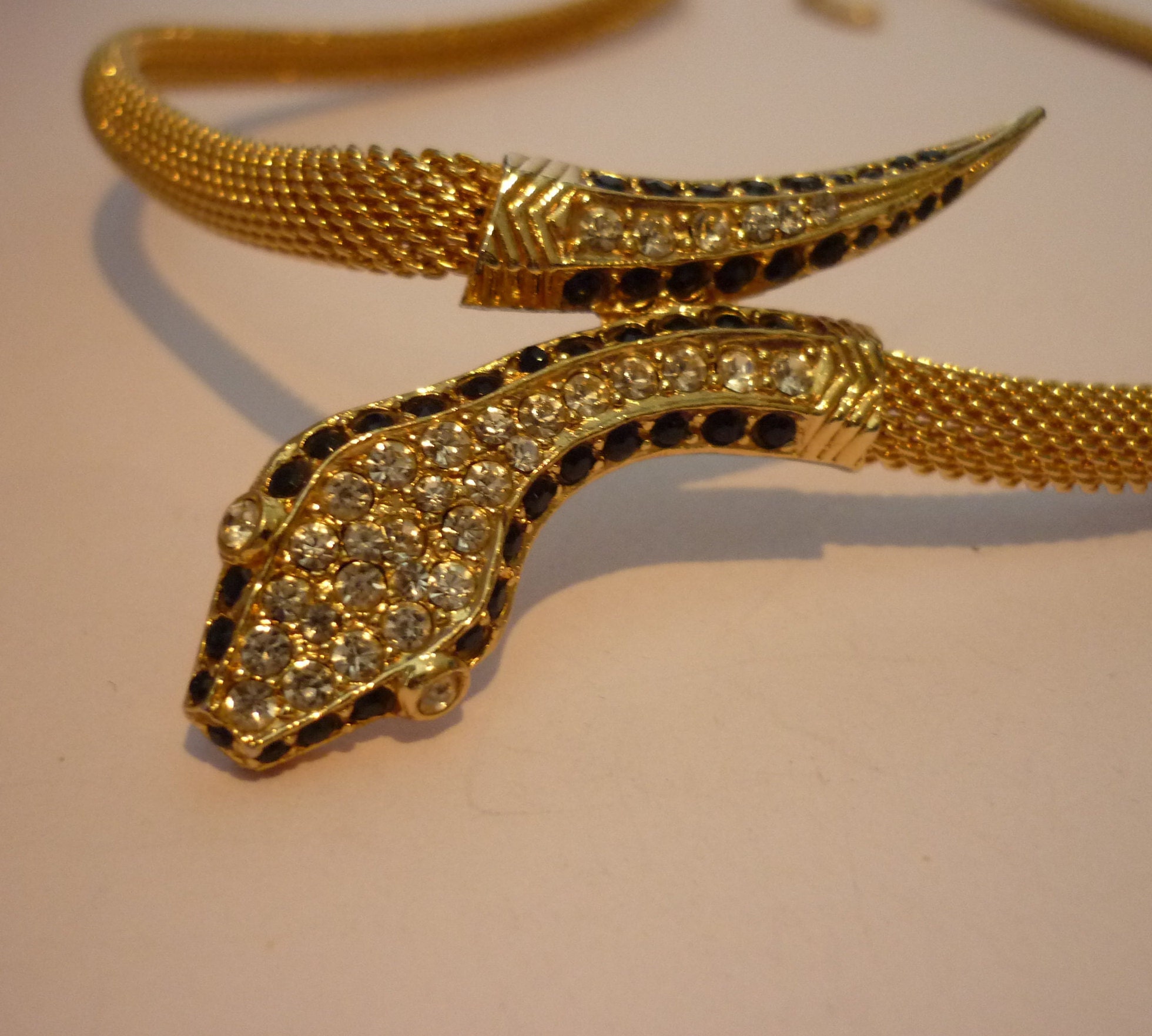 Vintage Snake Necklace, Snake Necklace, Gold Snake Necklace, Snake ...