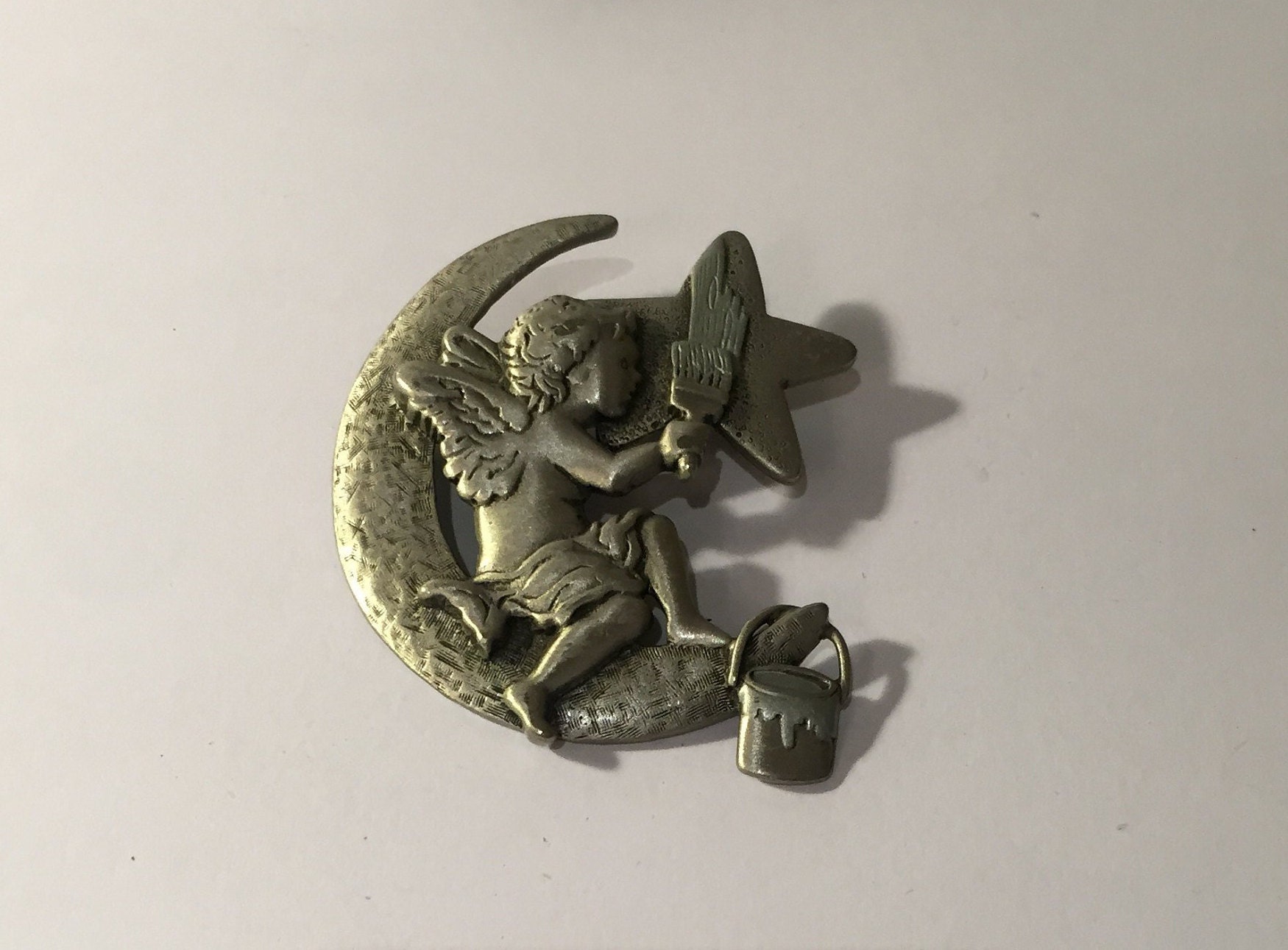 Angel Brooch, Vintage Silver Angel Brooch, Silver Brooch, Angel ...