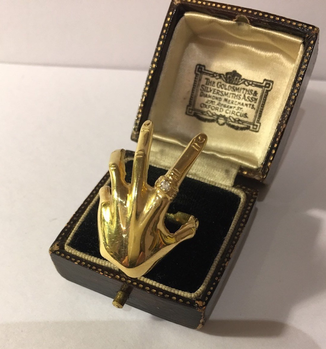 Vintage Hand Ring, Gold Hand Ring, Silver Gilt hand ring, Hand ...