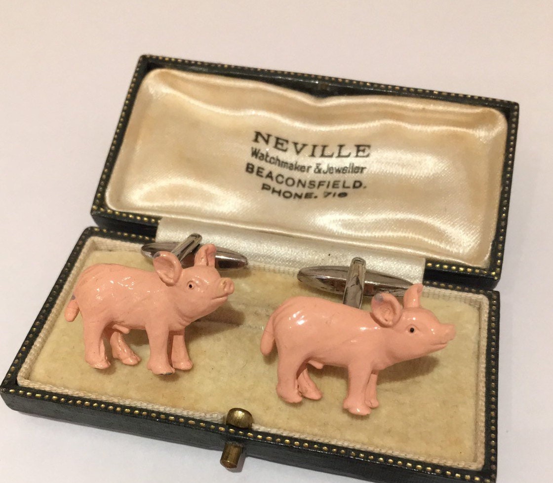 Vintage Pig Cufflinks, Vintage Pig cufflinks, Pig Jewellery, Pig, Pig ...