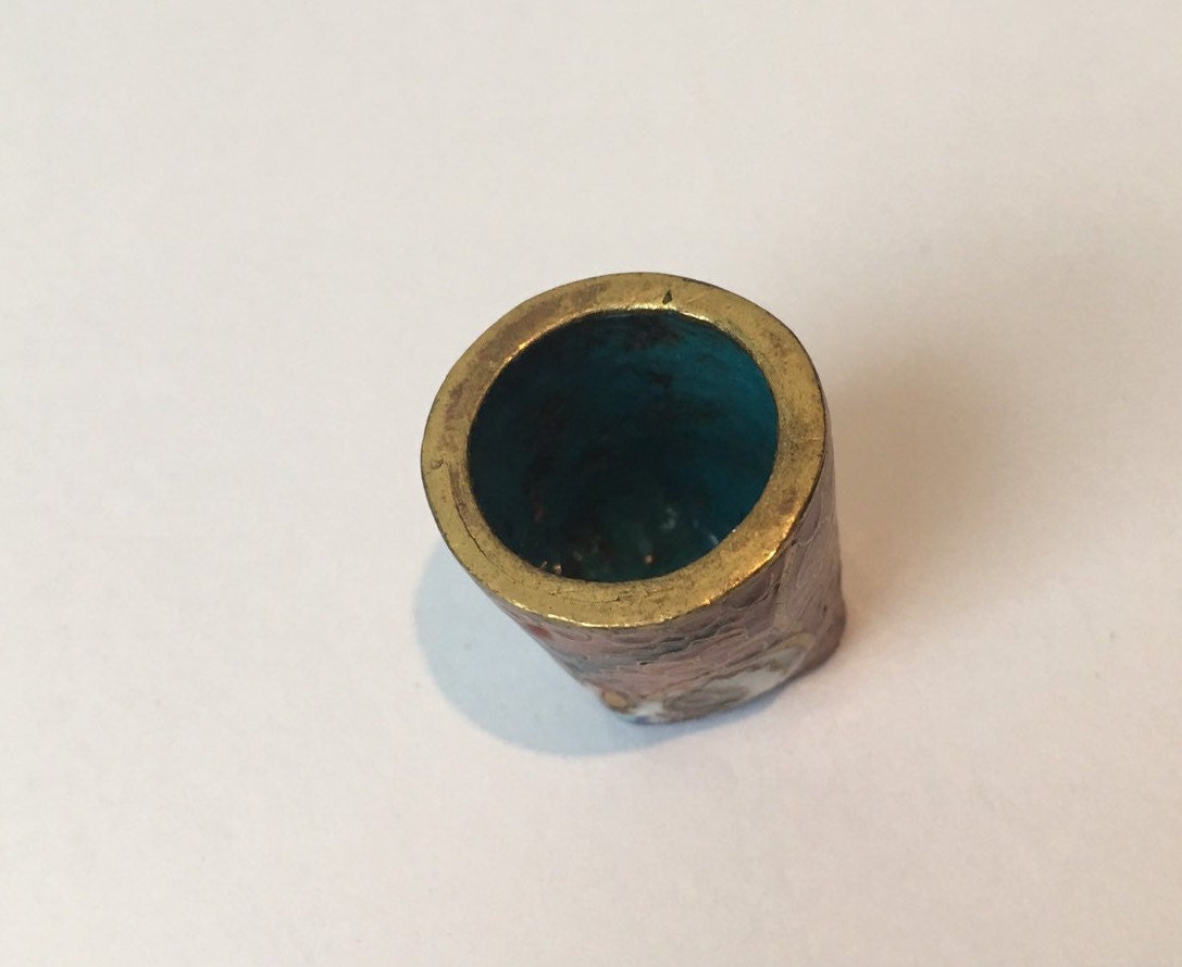 Vintage Owl Thimble, Vintage bird thimble, cloisonne bird thimble, bird ...