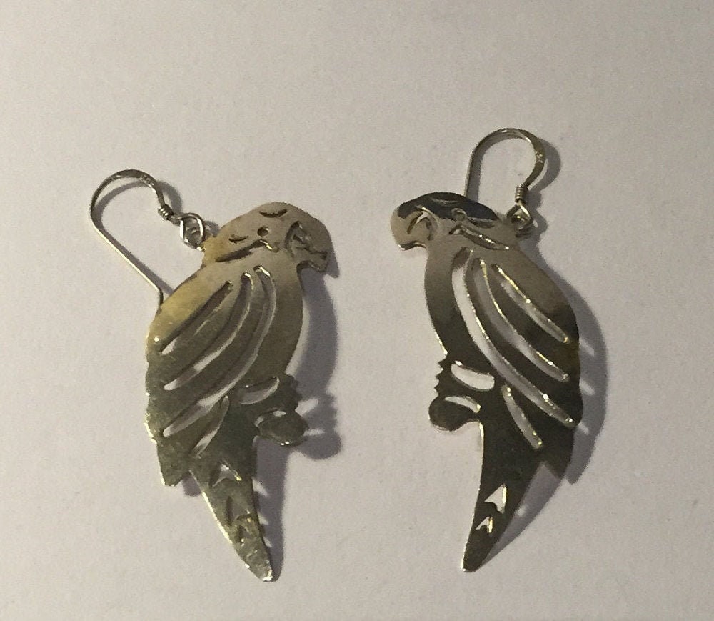Parrot Earrings, Vintage Parrot Earrings, Parrot Jewellery, Silver ...
