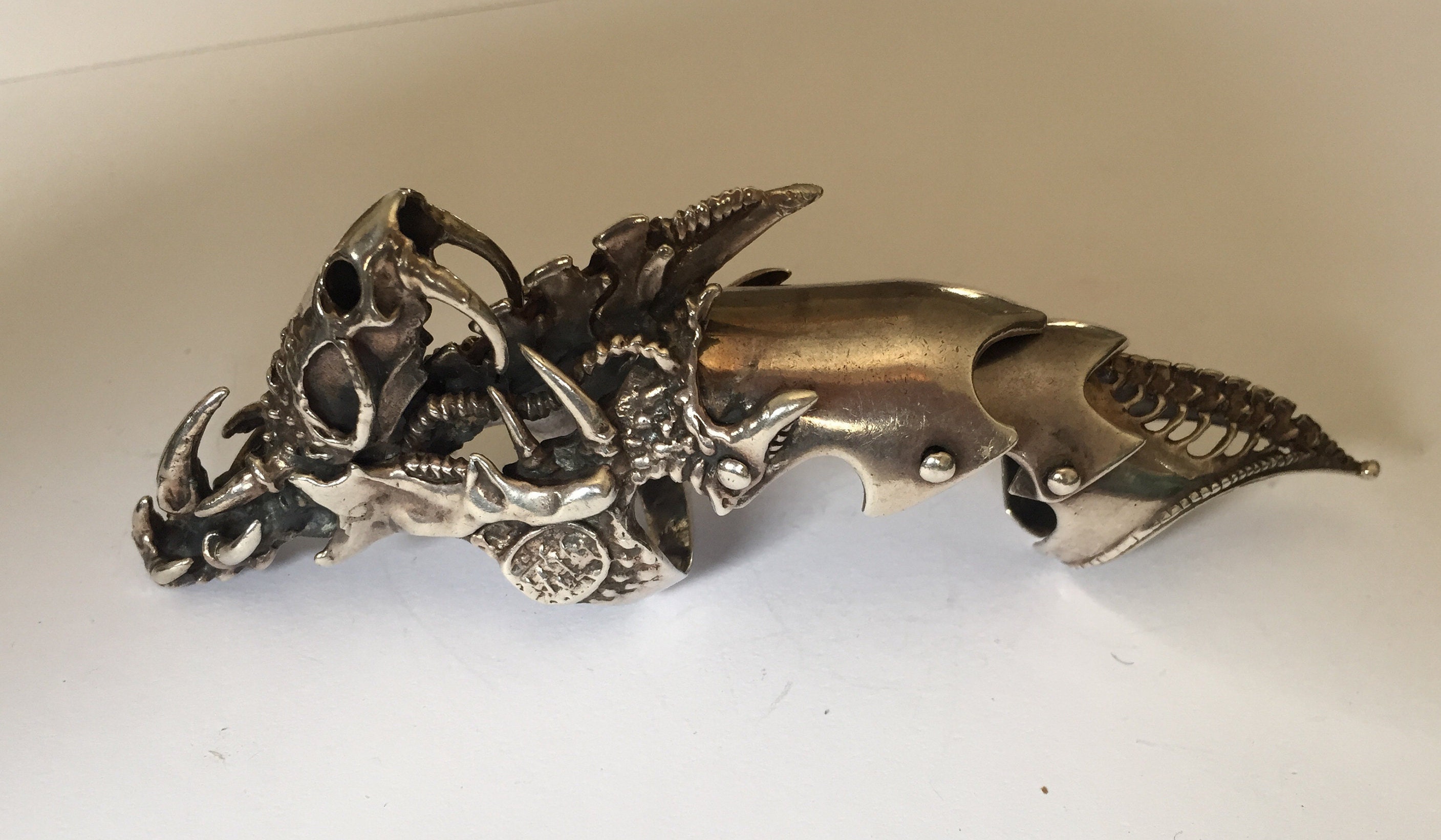 Silver Claw Ring, Vintage Claw Ring, Full Finger Steampunk Ring, Gothic ...