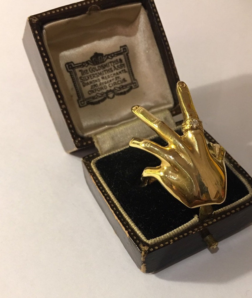 Vintage Hand Ring, Gold Hand Ring, Silver Gilt hand ring, Hand ...