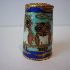 Vintage Owl Thimble, Vintage Bird Thimble, Cloisonne Owl Thimble, Bird ...