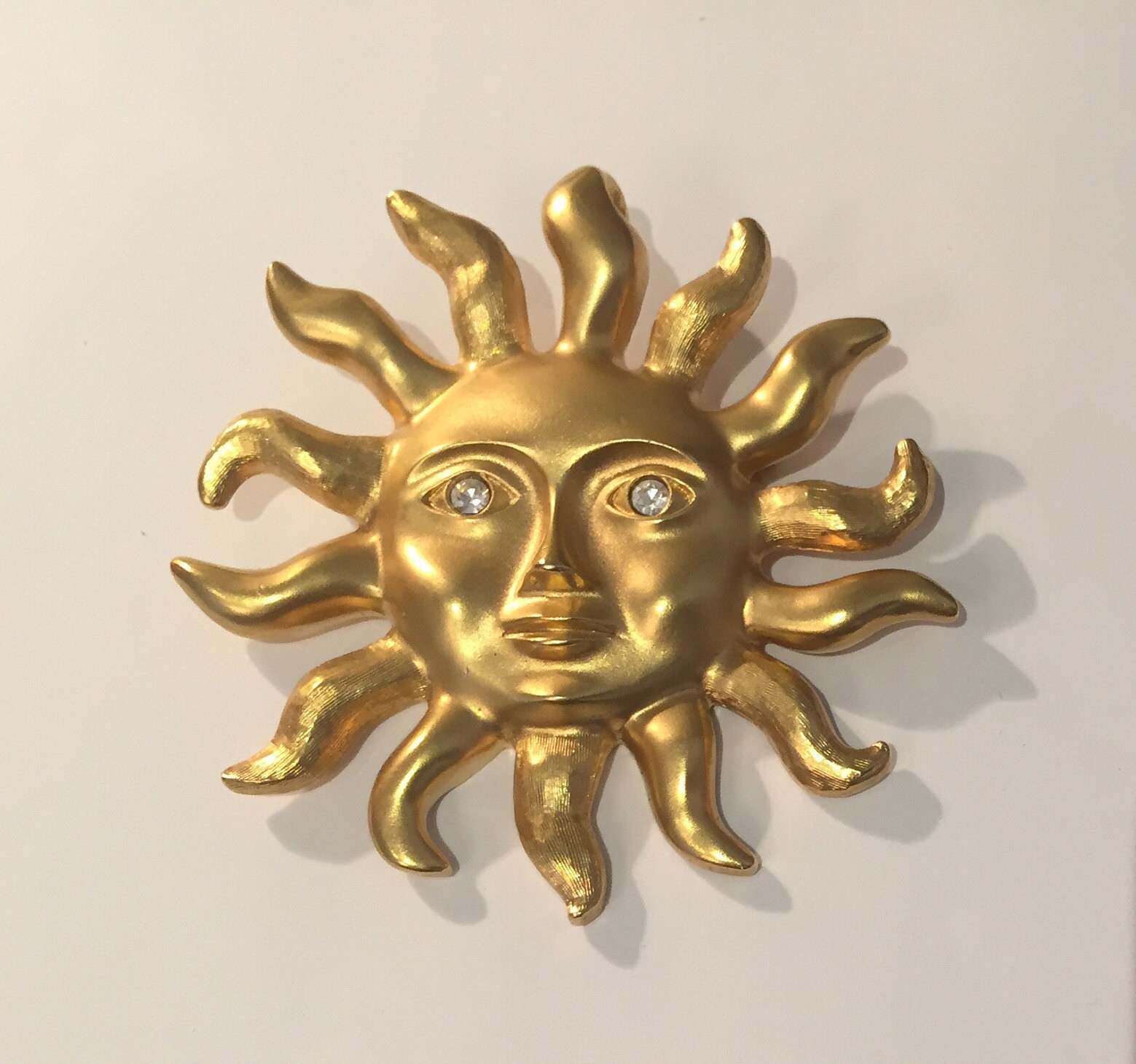 Vintage Gold Sun Brooch, Sun Brooch, Sun Pendant, Smiling Sun Pin, Sun ...
